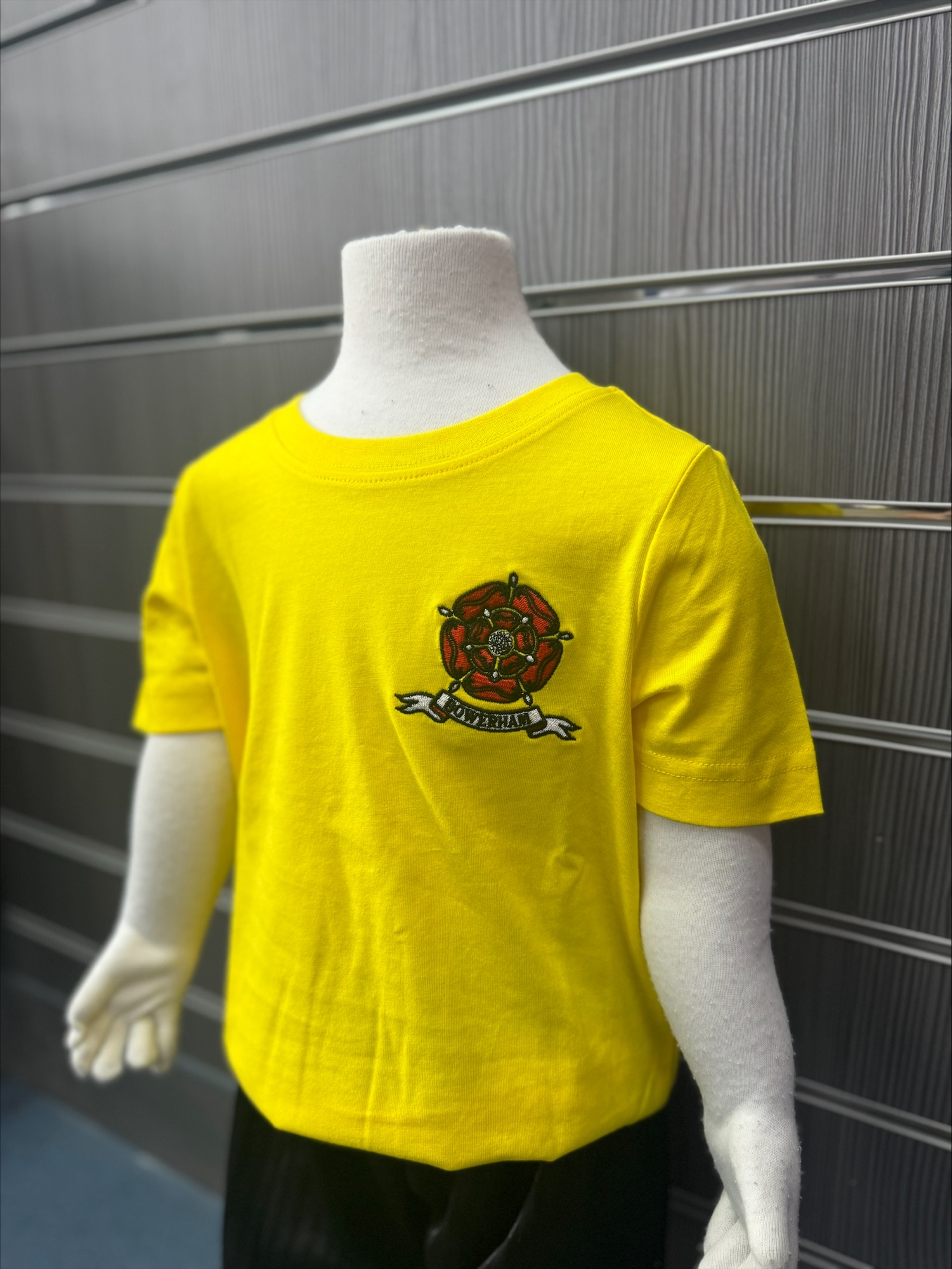 Rose logo P.E. t-shirt in Yellow - Bowerham Primary - Schoolwear ...